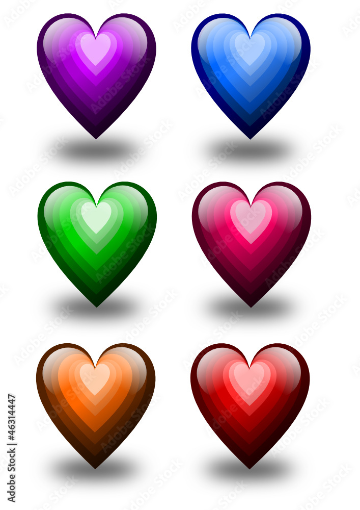 Série de coeurs de différentes couleurs Stock Vector | Adobe Stock