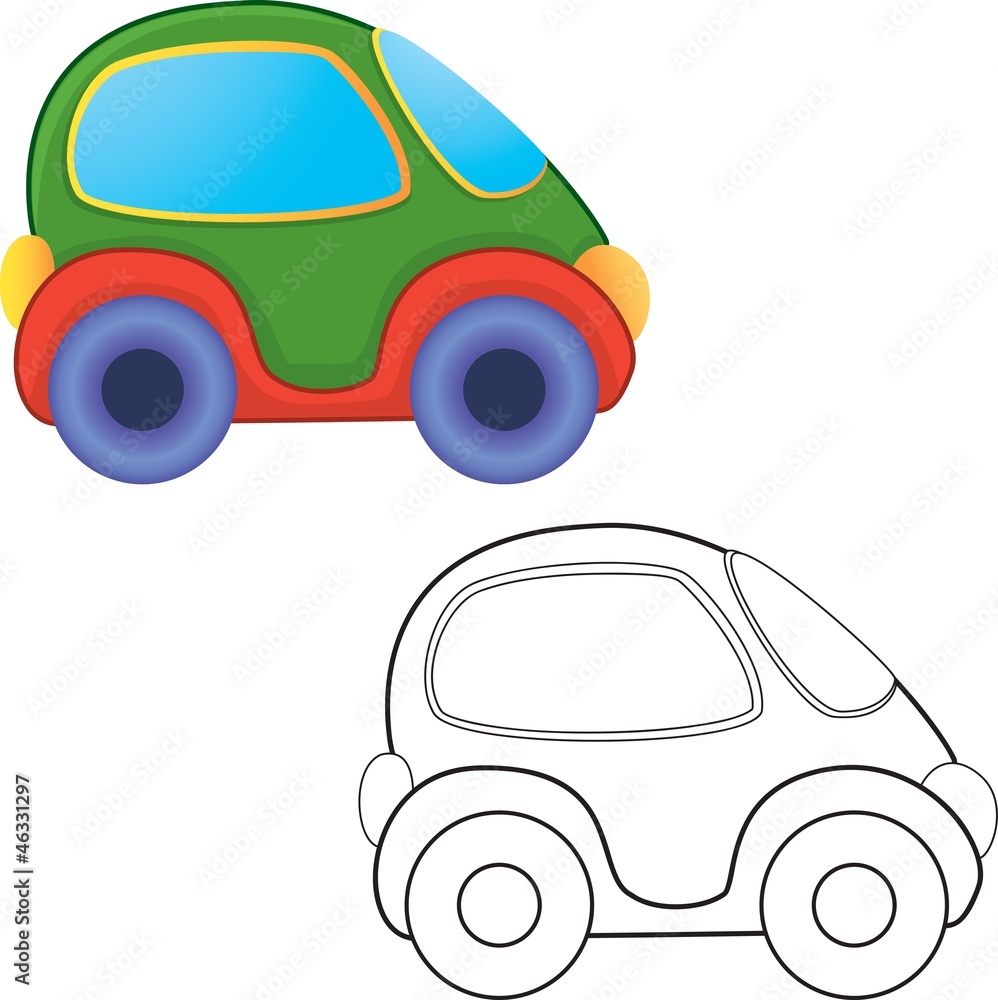 Vector toy car. Coloring book. Stock Vector | Adobe Stock