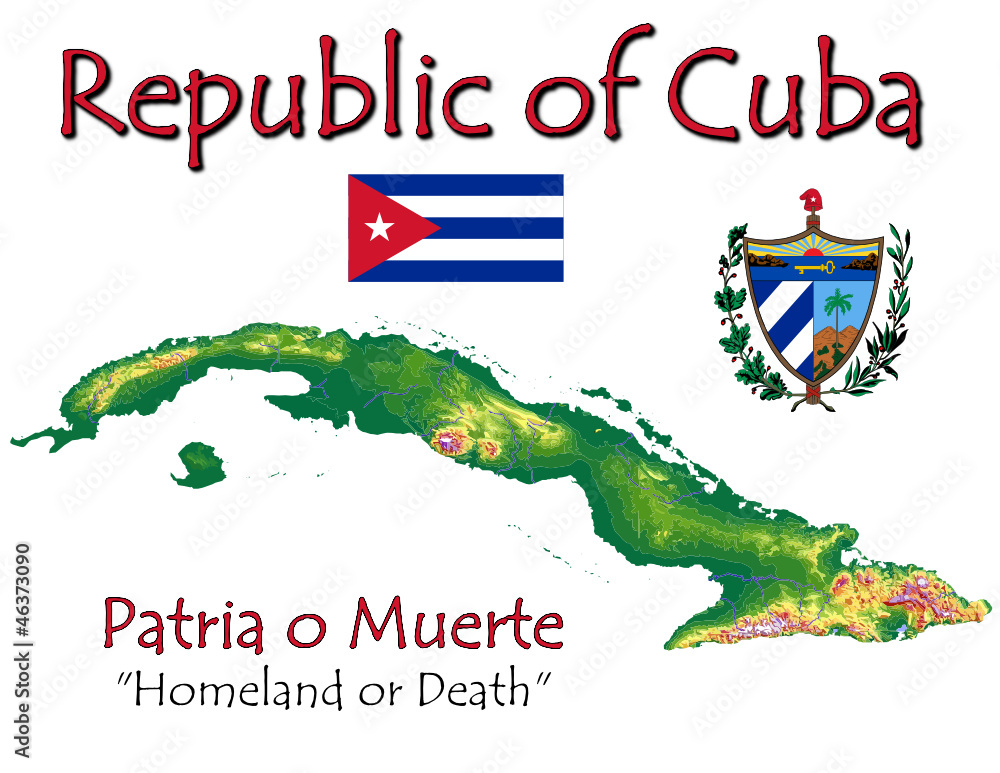 Cuba America Caribbean national emblem map symbol motto Stock Vector ...