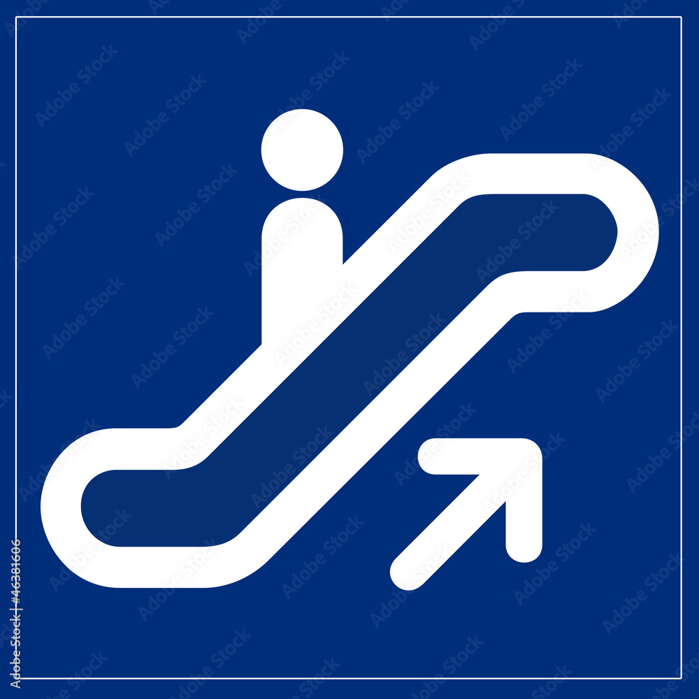 Schild blau - Rolltreppe nach oben Stock-Illustration | Adobe Stock