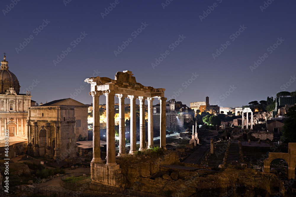 Roman Forum At Night