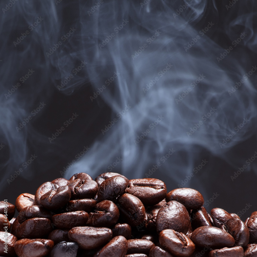 coffee bean with smoke Stock Photo | Adobe Stock