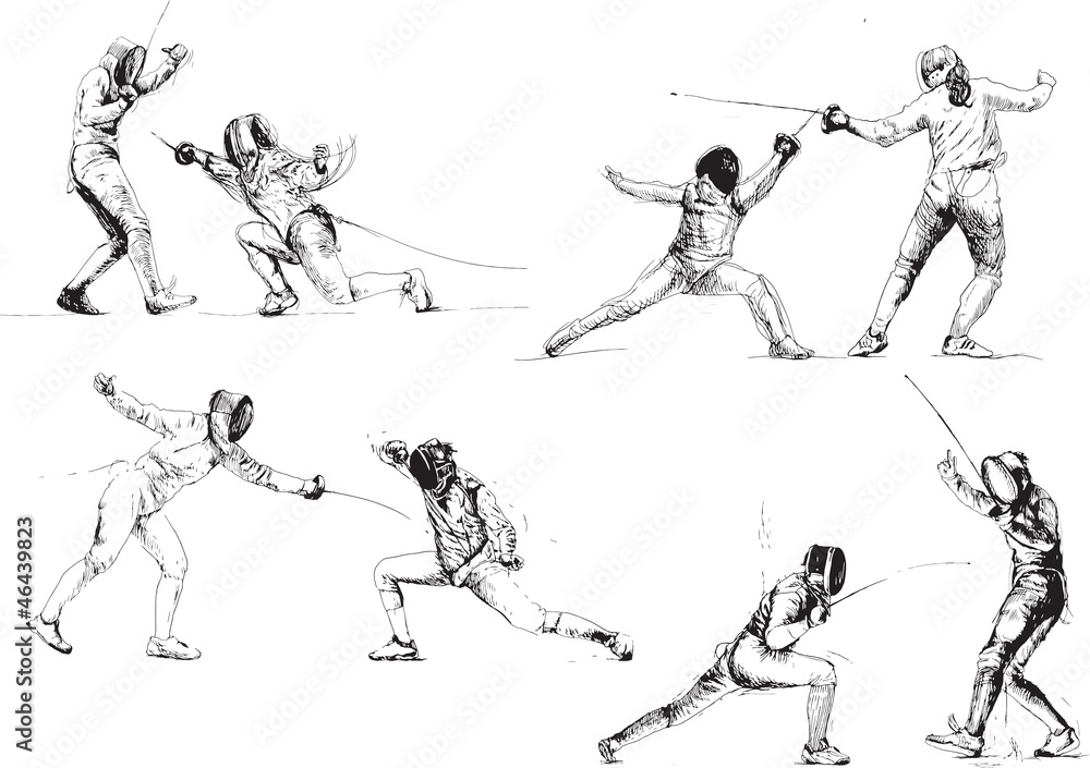 Fencing. Hand drawings into vector collection Stock Vector | Adobe Stock
