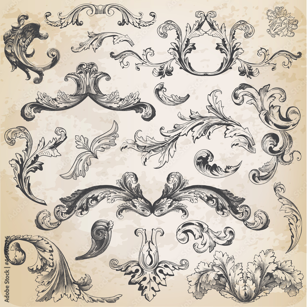 Vector Set: Calligraphic Design Elements and Page Decoration Stock ...