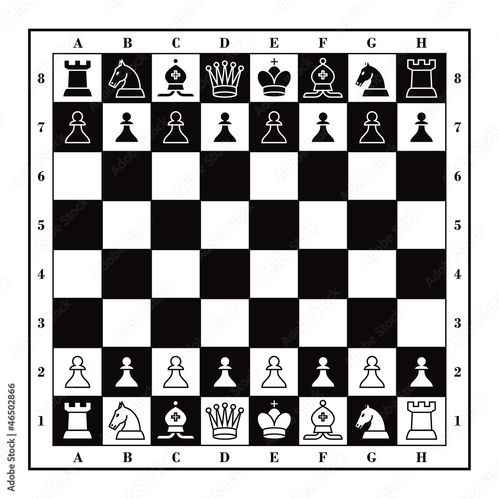 Set of Chess figures with wooden square checkmate board Stock Vector ...