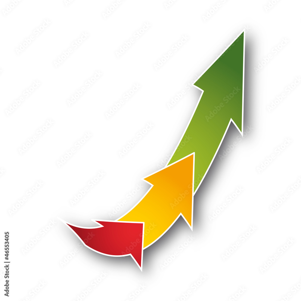 Pfeil - 3 Phasen - steil ansteigend Stock-Illustration | Adobe Stock