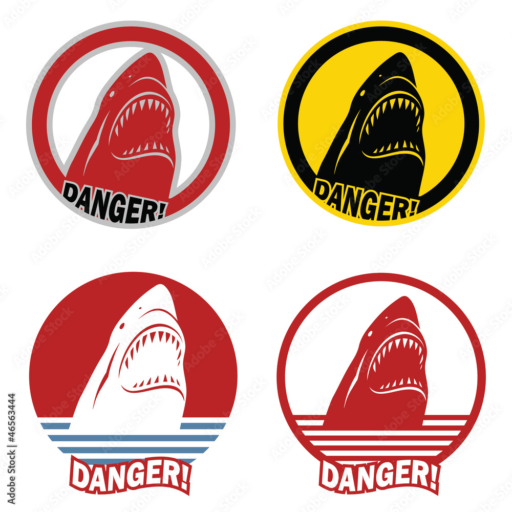 Warning sign of shark attack Stock Vector | Adobe Stock