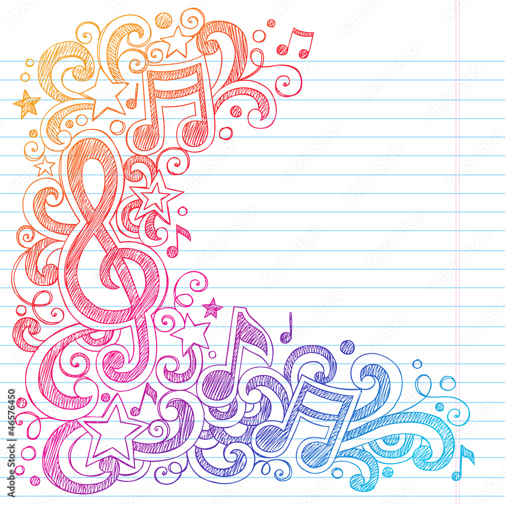 Music Notes G Clef Sketchy Doodles Vector Stock Vector | Adobe Stock