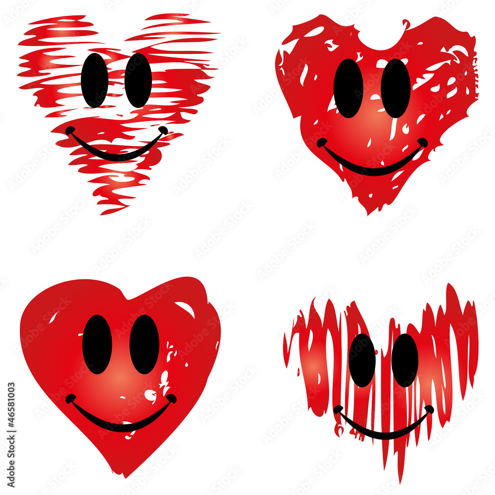 High resolution conceptual red heart shape smiley face Stock ...