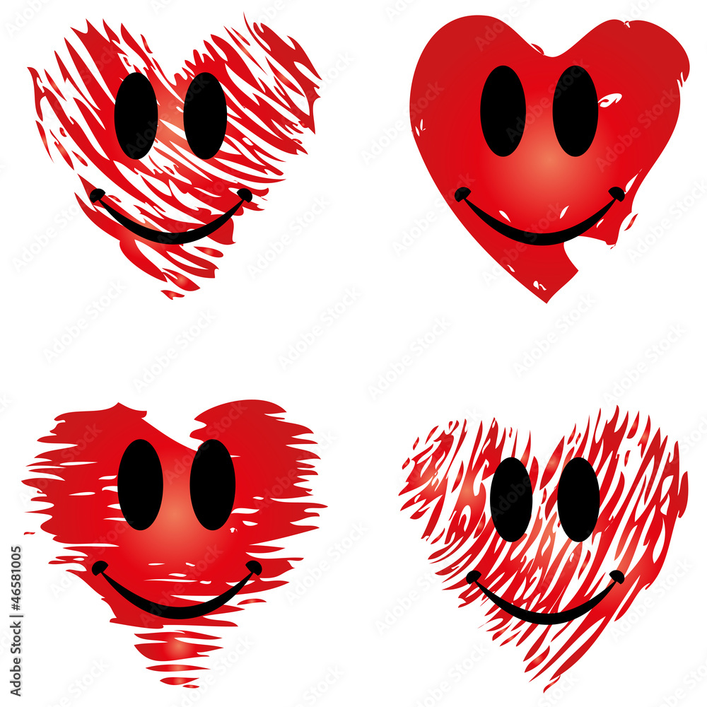 High resolution conceptual red heart shape smiley face Stock ...