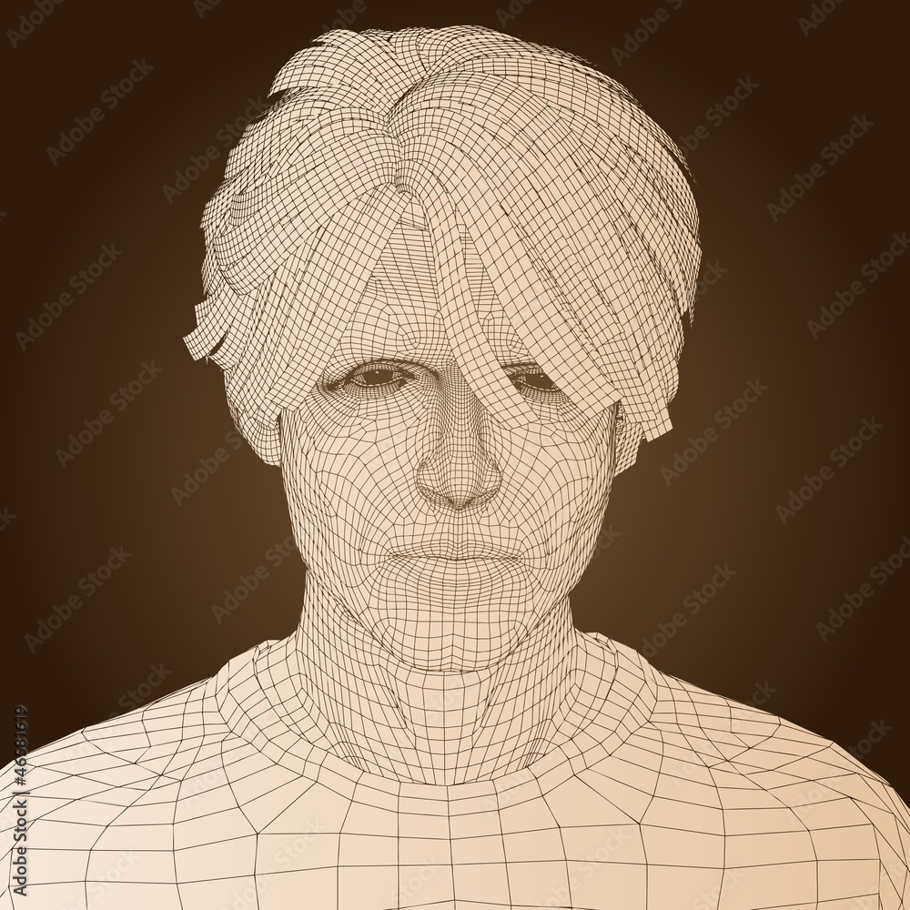High resolution conceptual 3D wireframe man head Stock Illustration ...