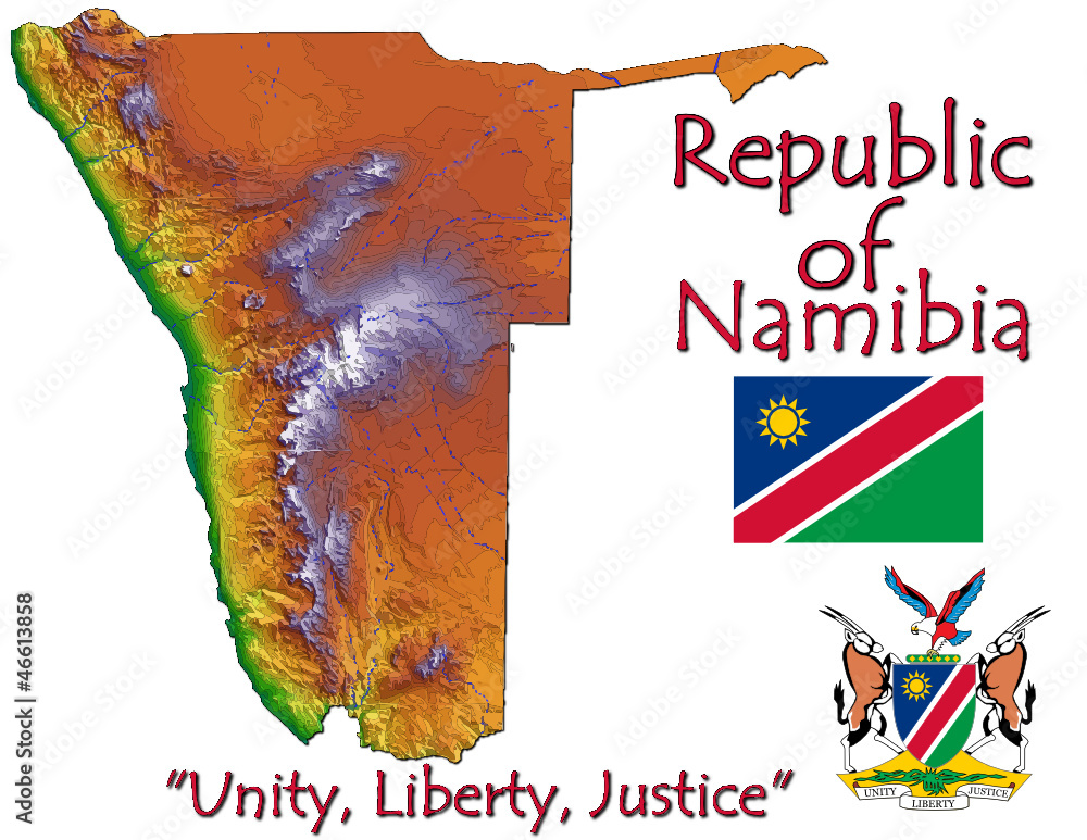 Namibia Africa national emblem map symbol motto Stock-Vektorgrafik ...