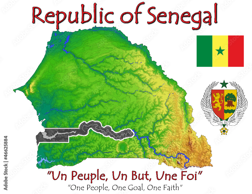 Senegal Africa national emblem map symbol motto Stock Vector | Adobe Stock