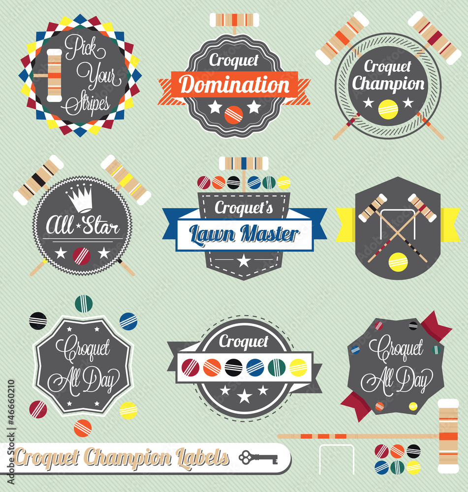 Vector Set: Croquet Champion Labels and Icons Stock Vector | Adobe Stock