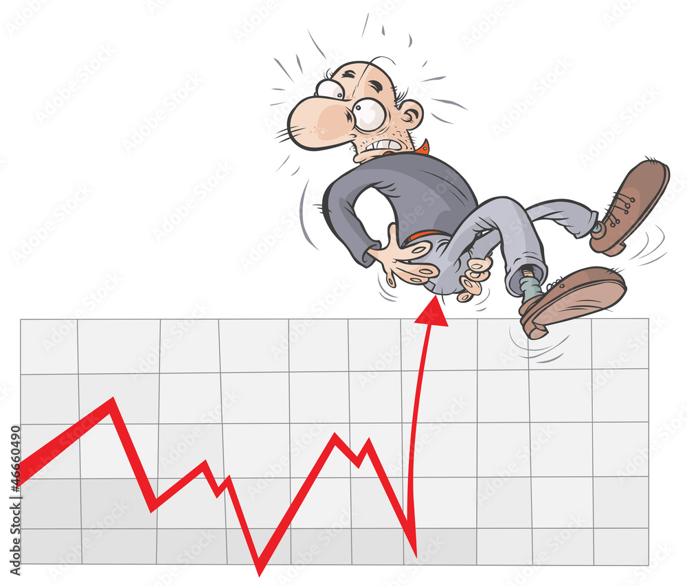 Cartoon character pricked of a diagram. Stock Vector | Adobe Stock