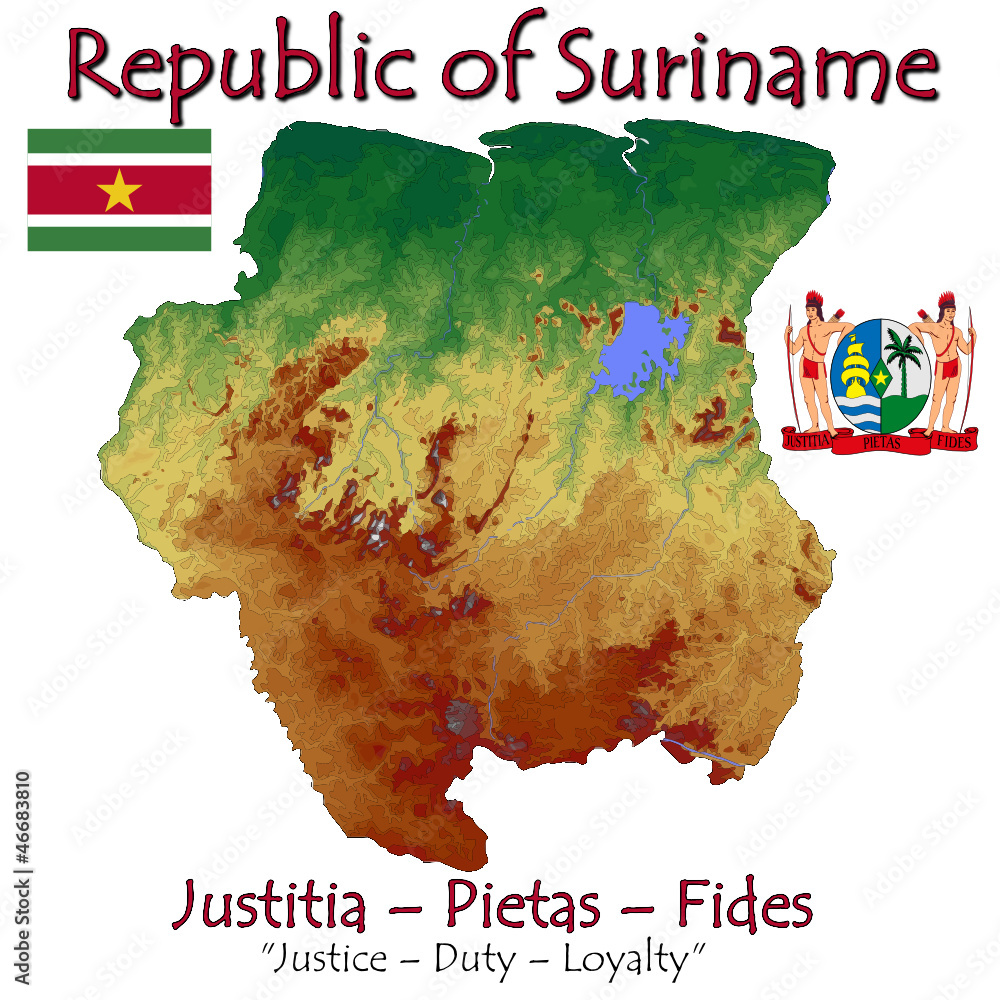 Suriname South America national emblem map symbol motto Stock Vector ...