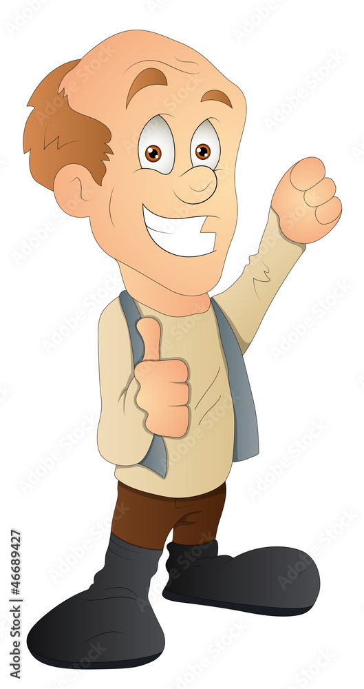 Bald Man - Cartoon Character - Vector Illustration Stock Vector | Adobe ...