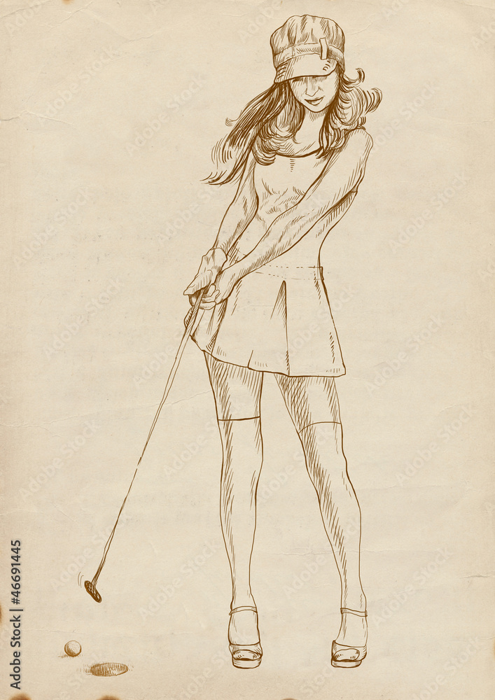 golf player (original full sized drawing) Stock Illustration | Adobe Stock
