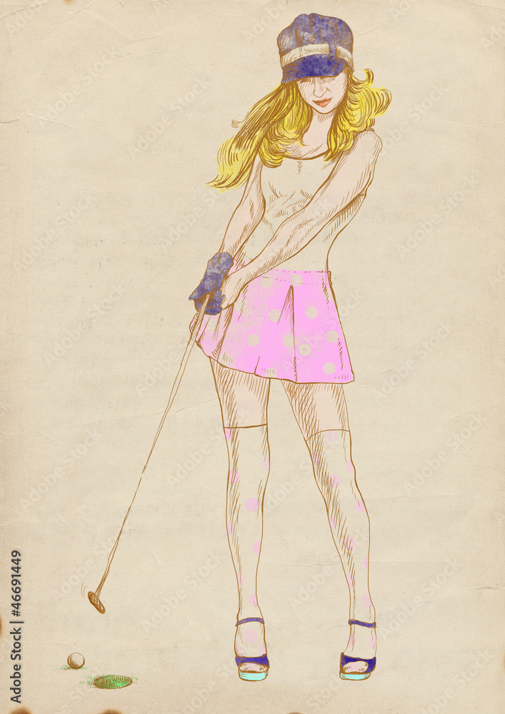 golf player (original full sized drawing) Stock Illustration | Adobe Stock