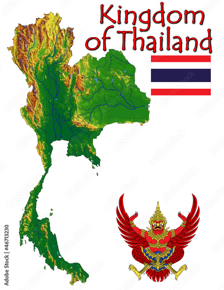 Thailand Asia national emblem map symbol motto Stock Vector | Adobe Stock