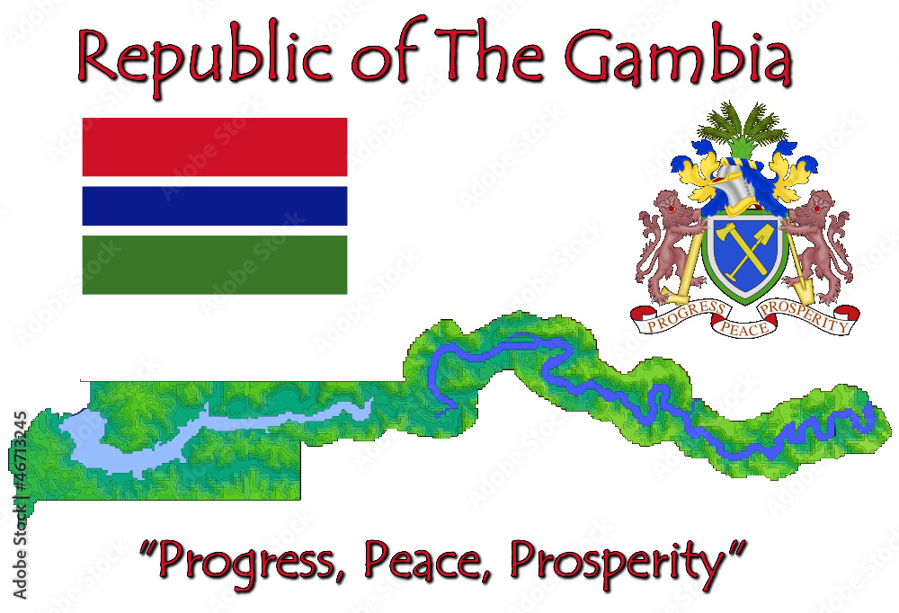 The Gambia Africa national emblem map symbol motto Stock Vector | Adobe ...