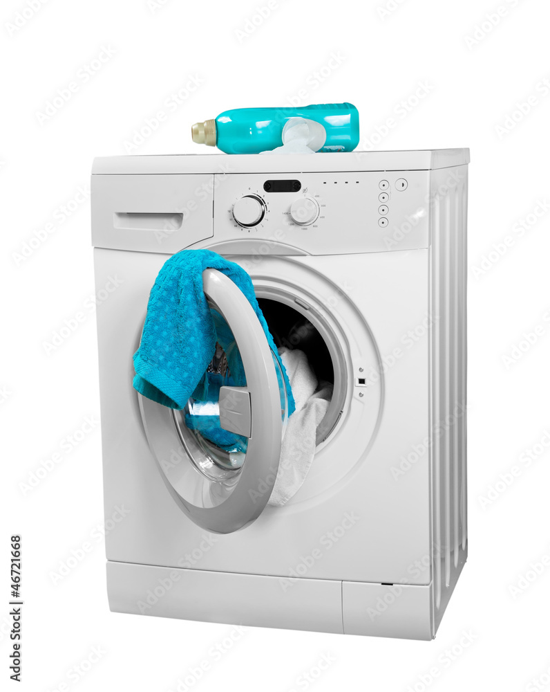 Washing machine isolated on white background Stock Photo | Adobe Stock