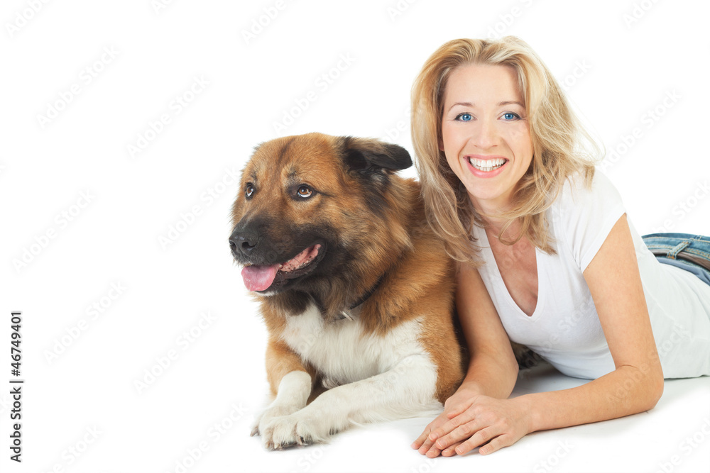 frau mit hund Stock Photo | Adobe Stock
