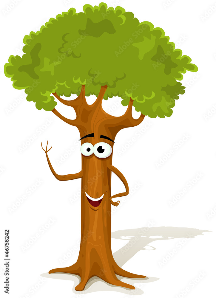 Cartoon Spring Tree Character Stock Vector | Adobe Stock