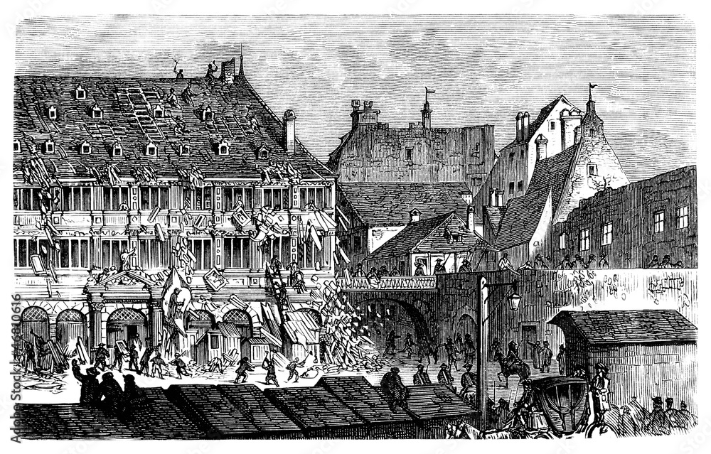 Strasbourg - end 18th century - Riot - Emeute Stock Illustration ...
