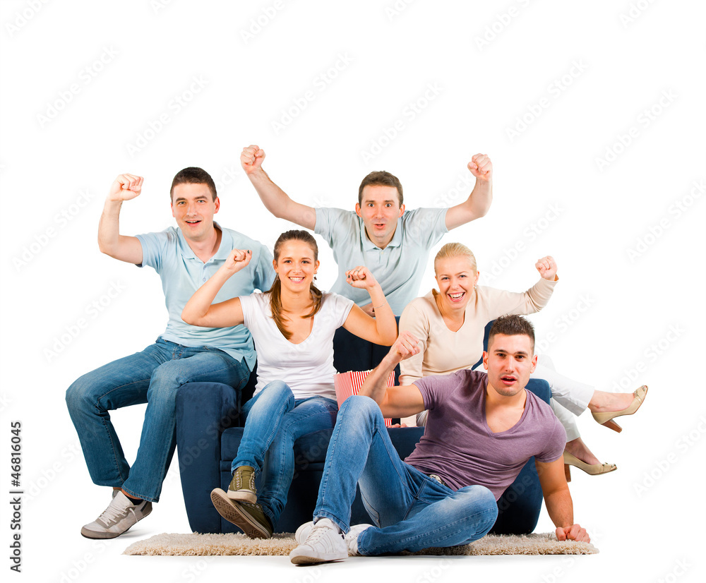 People Sitting White Background