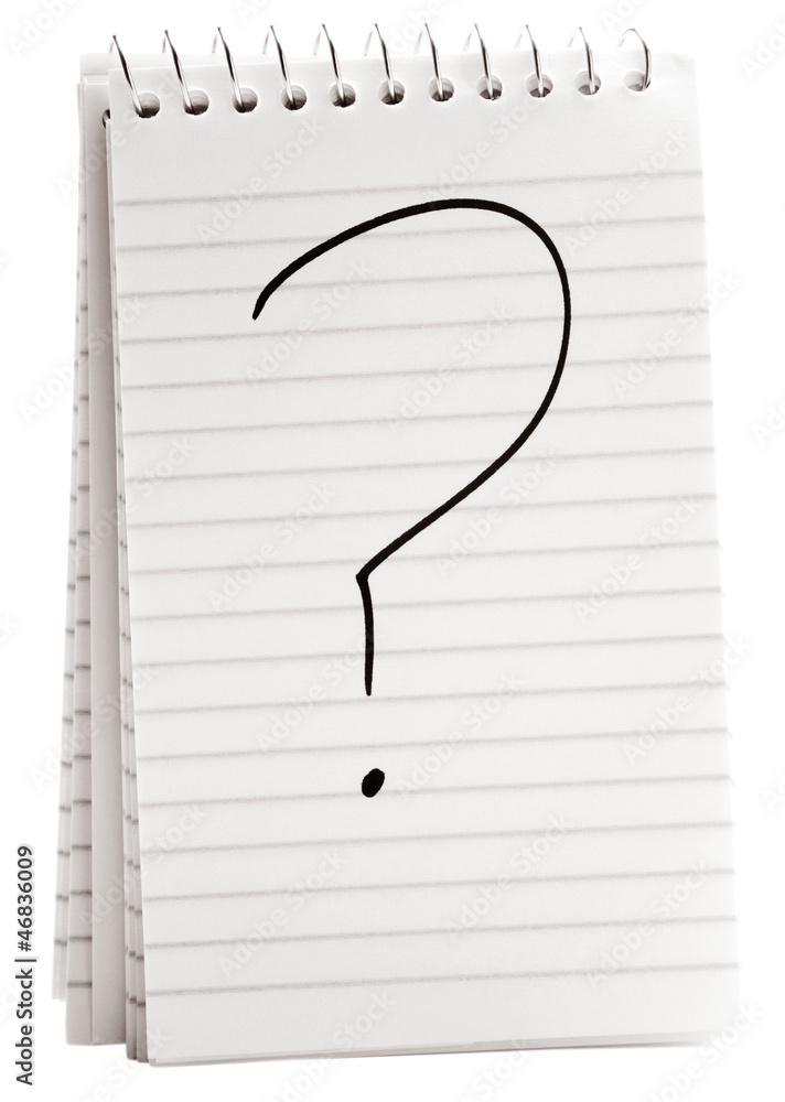 Question mark on spiral notebook Stock Photo | Adobe Stock