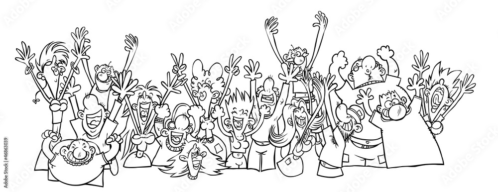 Cartoon Party People. Outline drawing. Stock-Illustration | Adobe Stock