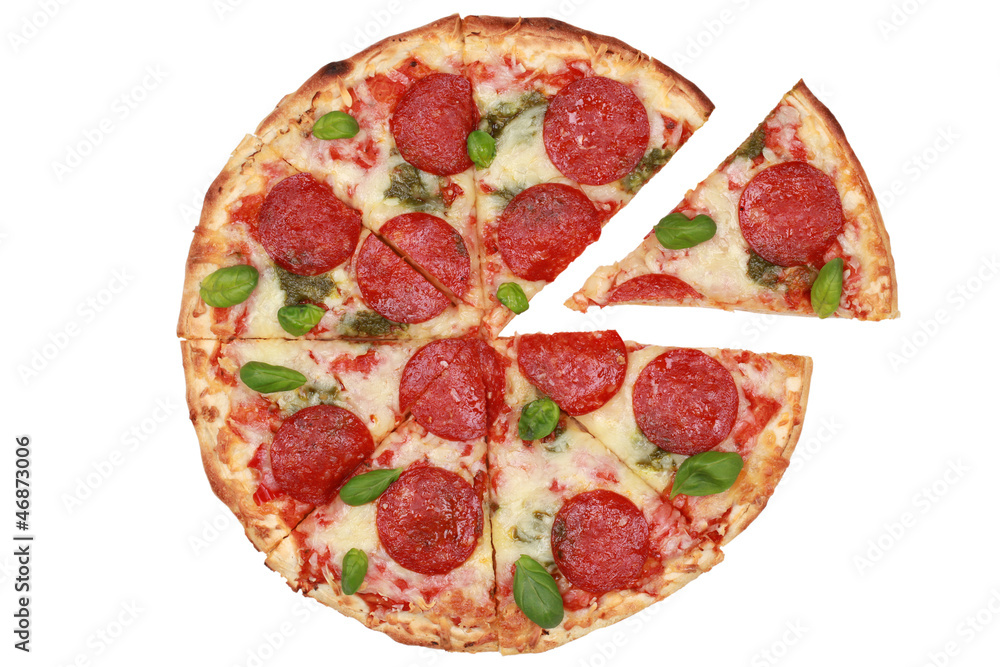 Geschnittene Pizza Salami Stock-Foto | Adobe Stock