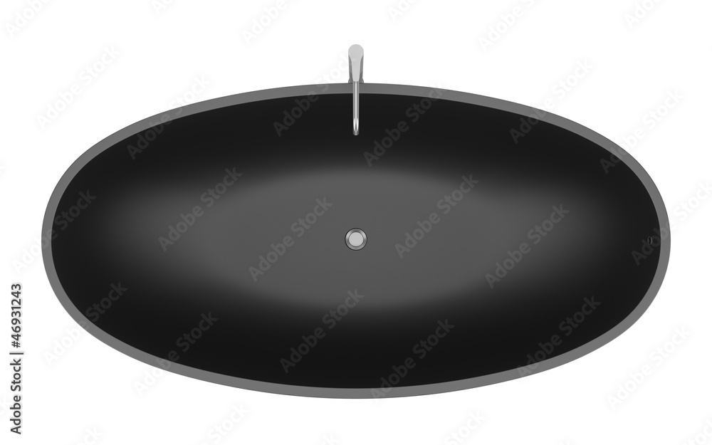top view of modern black bathtub isolated on white background Stock ...