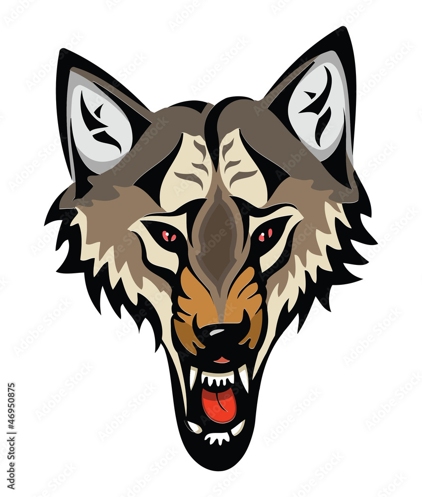 Cartoon angry wolf head isolated on white background Stock Vector ...