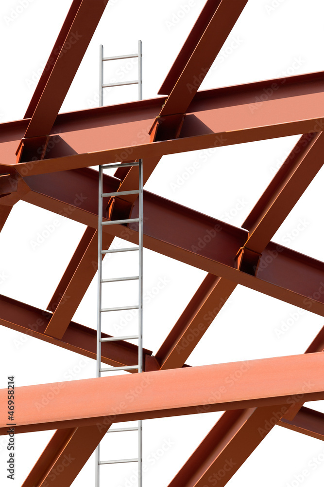 Steel beams and ladder on a white background Stock Photo | Adobe Stock