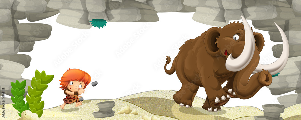 The stone age border - illustration for the children Stock Illustration ...