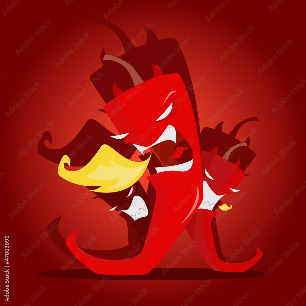 Angry hot chili peppers Stock Vector | Adobe Stock