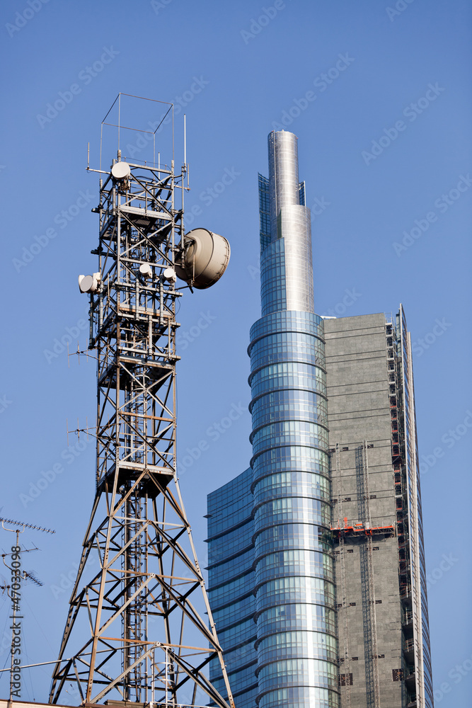 Antenna and Skyscraper Stock Photo | Adobe Stock