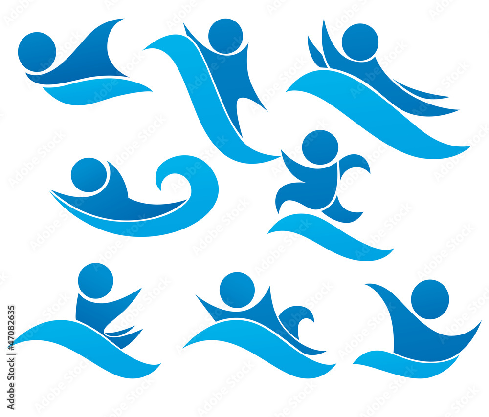 collection of aqua park and swimming symbols Stock Vector | Adobe Stock