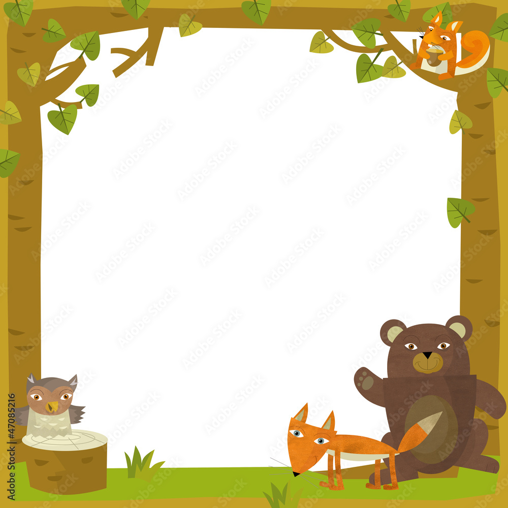 The nature frame - wood - illustration for the children wall mural ...