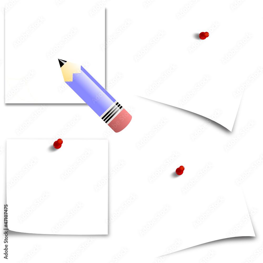 Post - It Set mit Stift Stock-Vektorgrafik | Adobe Stock