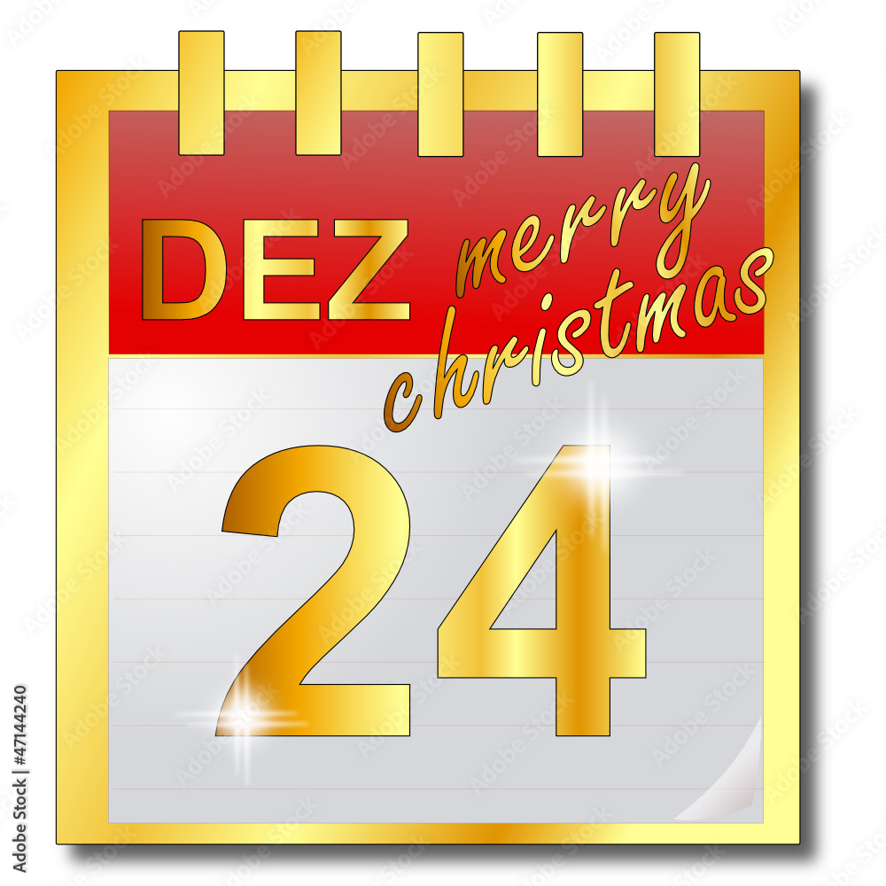 Kalender Tag: 24 Dezember Stock-Vektorgrafik | Adobe Stock