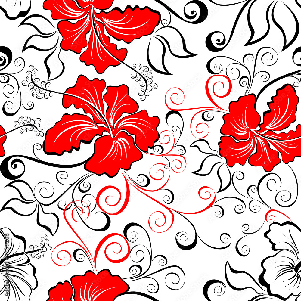Hawaiian patterns. Seamless background with hibiscus flower. Stock ...
