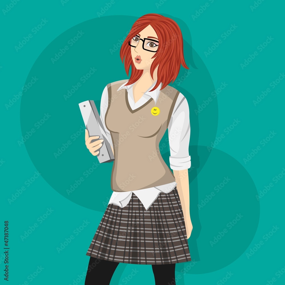 Sexy Nerd School Girl Stock Vector Adobe Stock