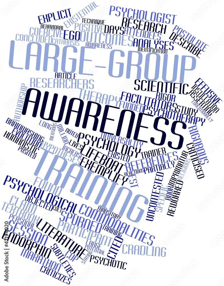 Word cloud for Large-group awareness training ilustración de Stock ...