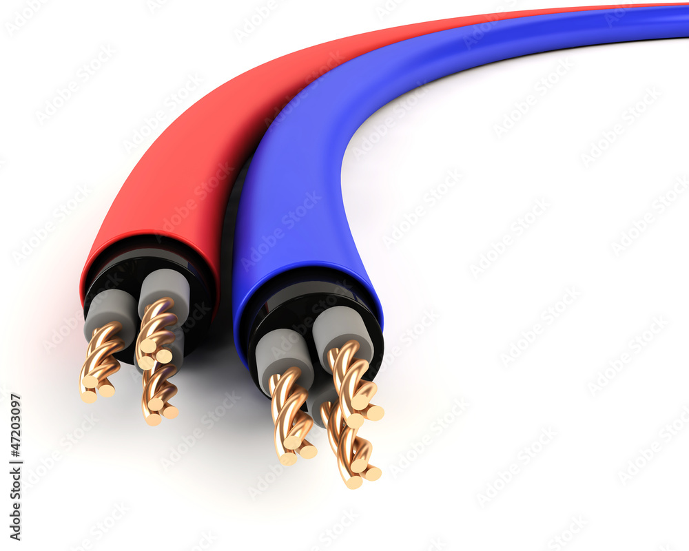 Zwei Kabel 3D Rendering Freigestellt Stock-Illustration | Adobe Stock