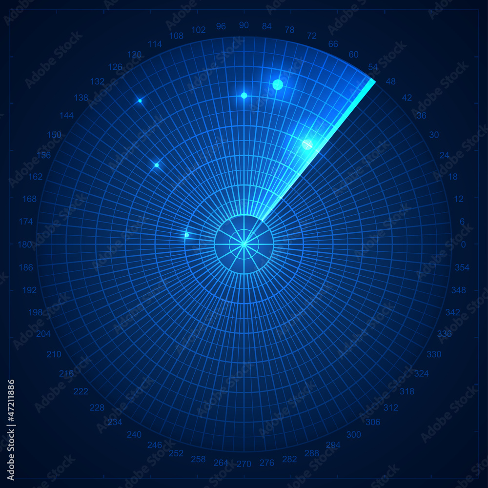 Blue radar screen Stock Vector | Adobe Stock