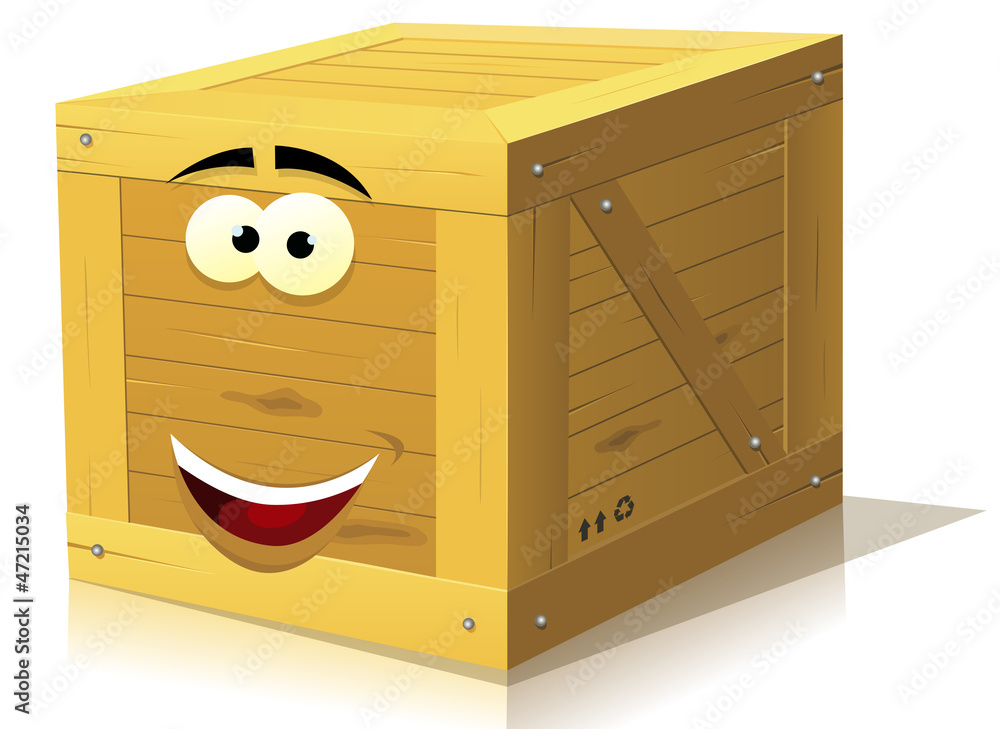 Cartoon Wood Box Character Stock Vector | Adobe Stock