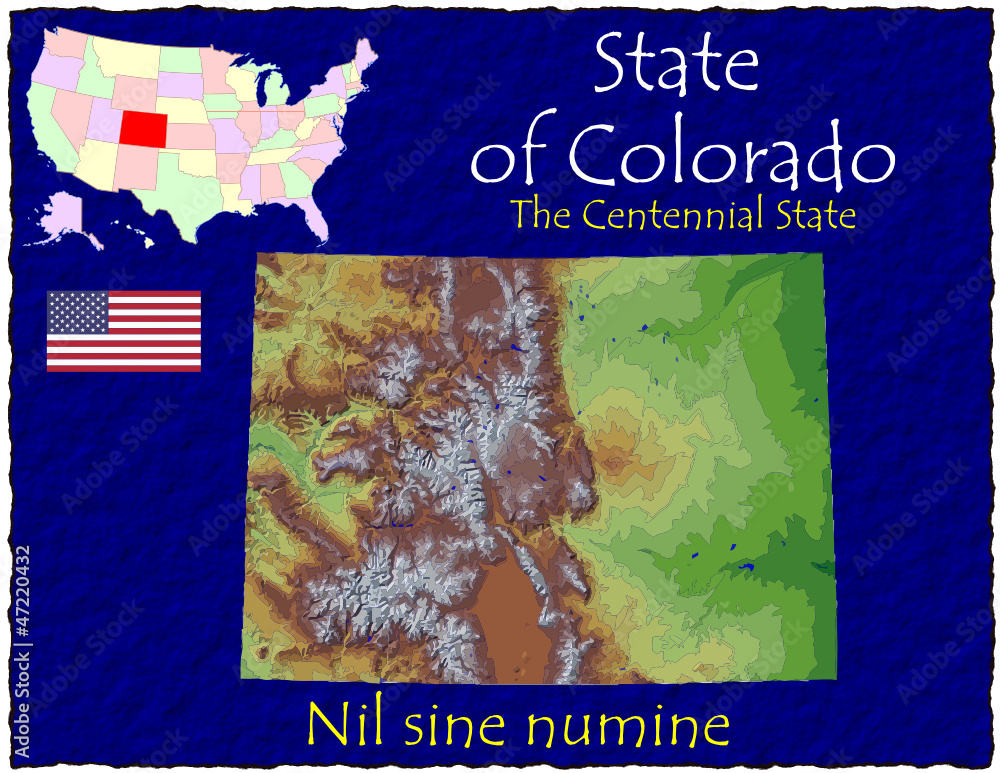 Colorado USA State map location nickname motto Stock Vector | Adobe Stock